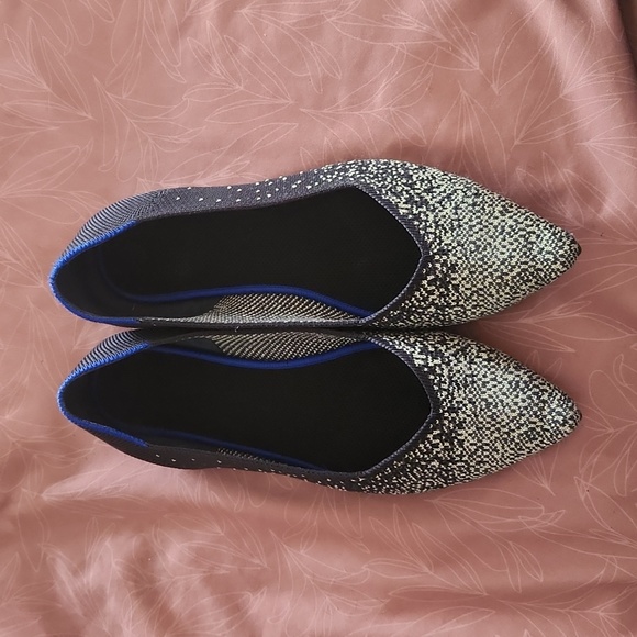 Rothy's | Shoes | Rothys Silver And Black Glitter Rothys Pointed Flat ...